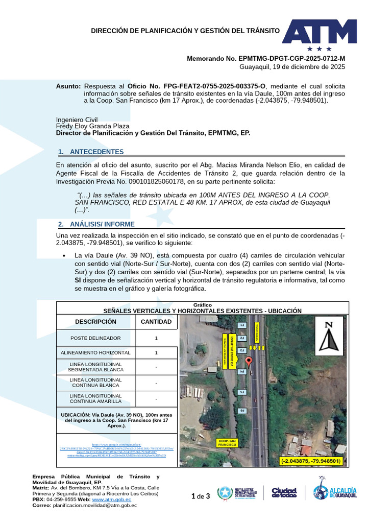 Ot 3339 Memorando No. Epmtmg Dpgt Cgp 2025 0712 m | PDF