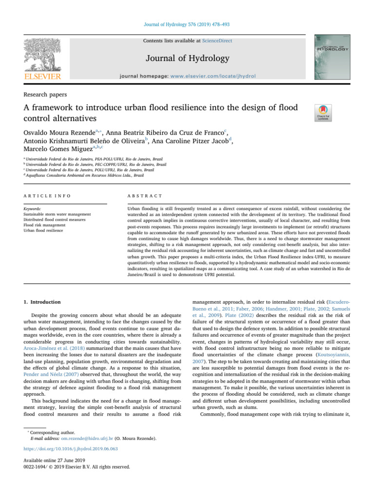 Urban Flood Resilience Framework | PDF | Flood | Environmental Science