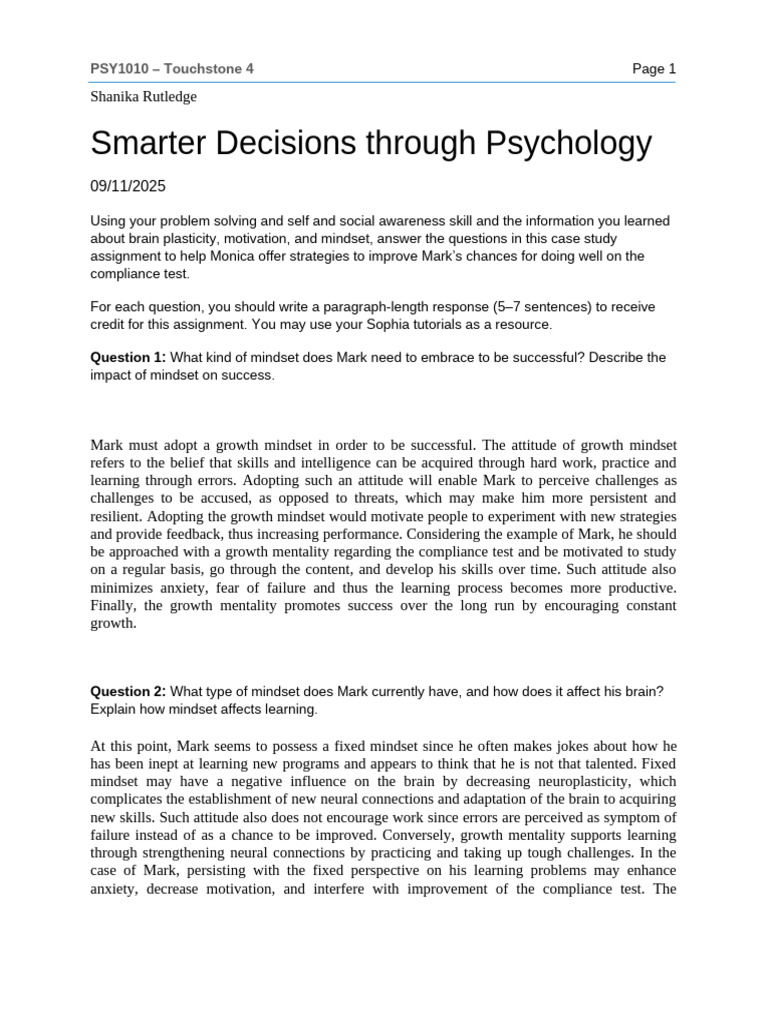 Touchstone 4 mindset | PDF | Mindset | Learning