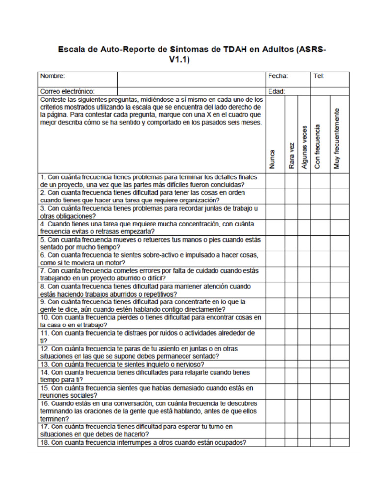 Asrs Tdah | PDF
