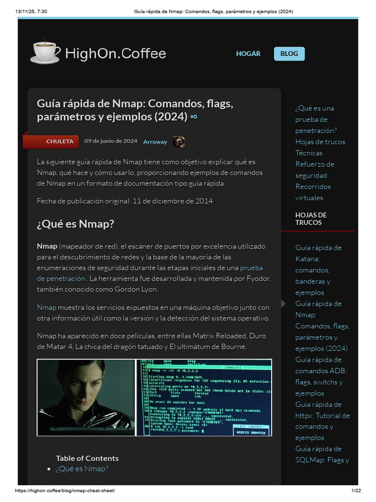 Guía Rápida de Nmap - Comandos, Flags, Parámetros y Ejemplos (2024 ...