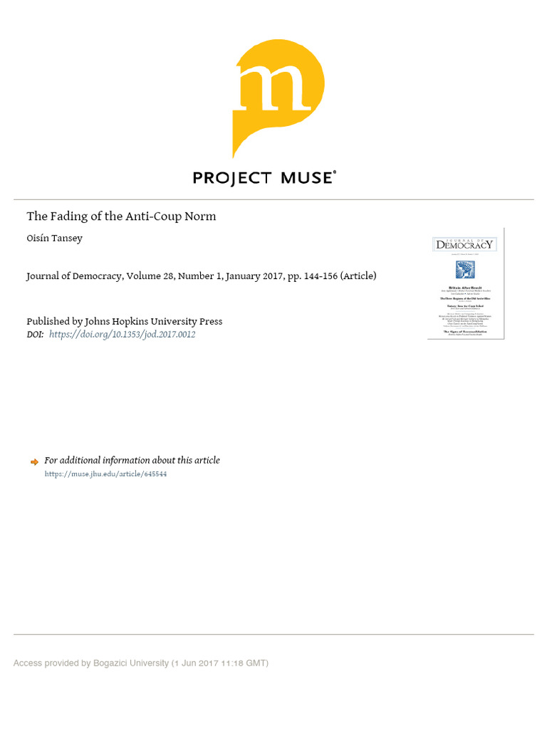 The Fading of the Anti-Coup NOrm | PDF | Coup D'etat | Democracy