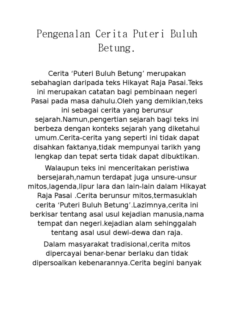 Pen Gen Alan Cerita Puteri Buluh Betung | PDF | Sejarah