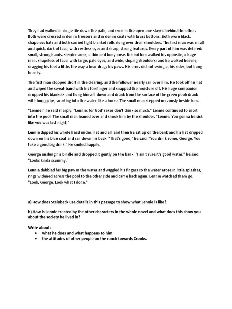 Mice and Men Extract Question | PDF