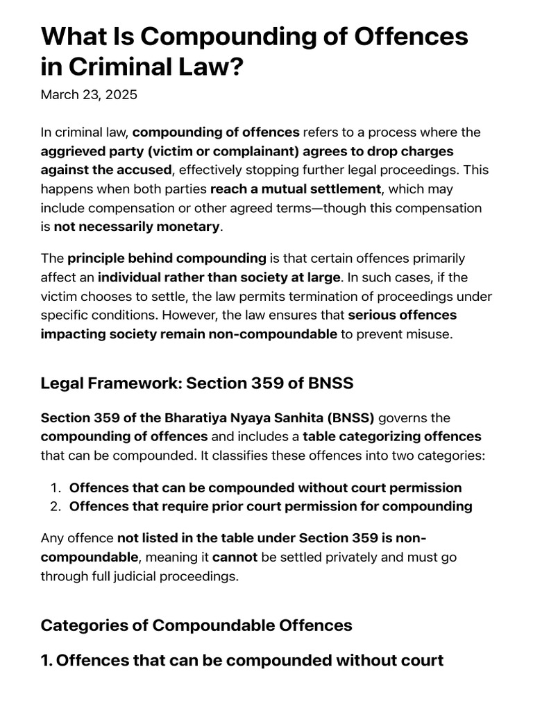 Understanding Compounding of Offences | PDF | Crimes | Crime & Violence
