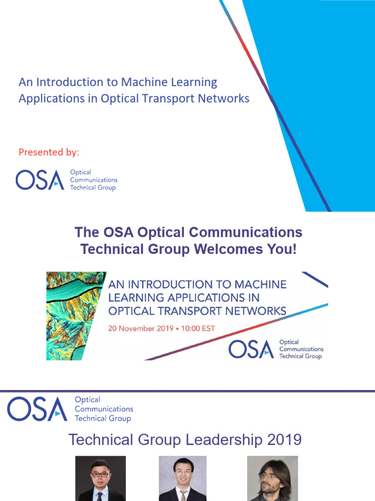 Machine Learning in Optical Networks | PDF | Machine Learning ...