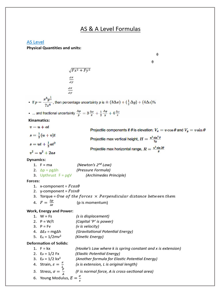 Physics Formulas (2) (1) | PDF | Force | Waves