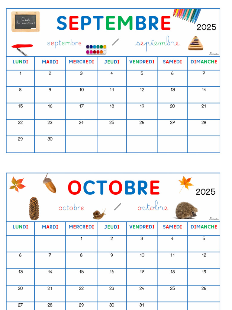 Calendriers 2025 2026 France Belgique | PDF