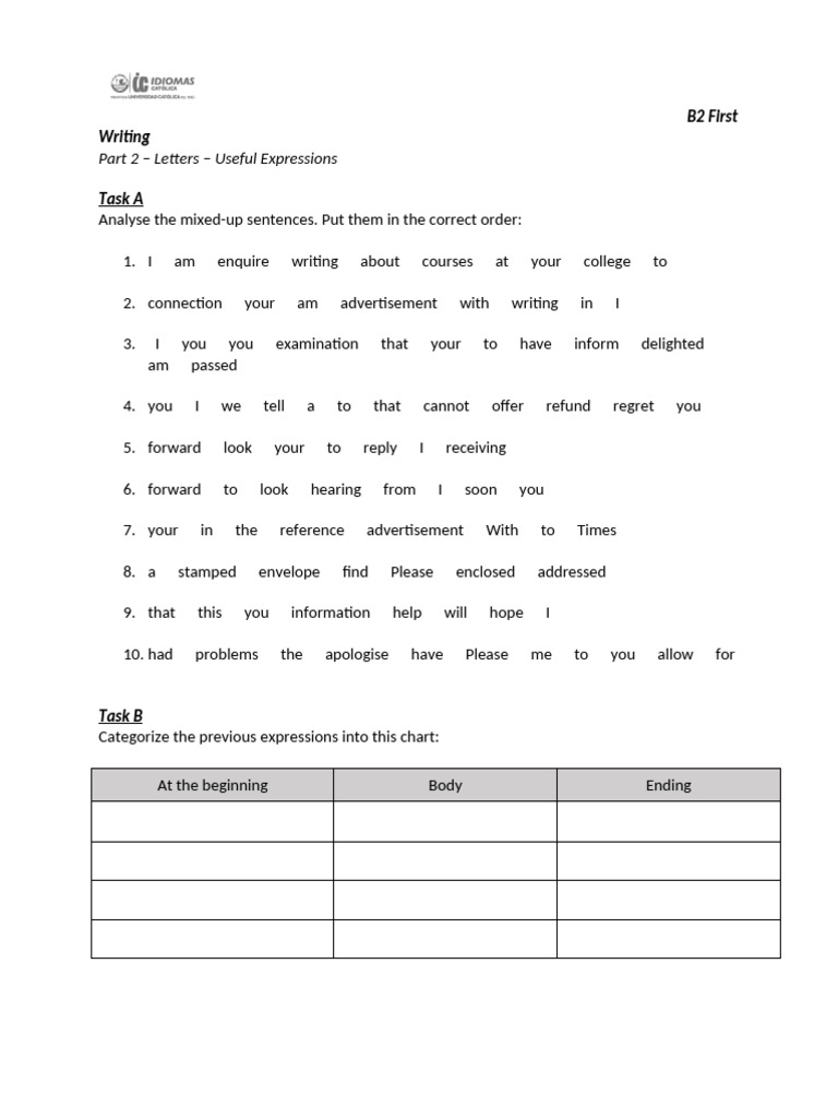 B2 First Writing: Letter Expressions Guide | PDF | Chess | Chess Theory