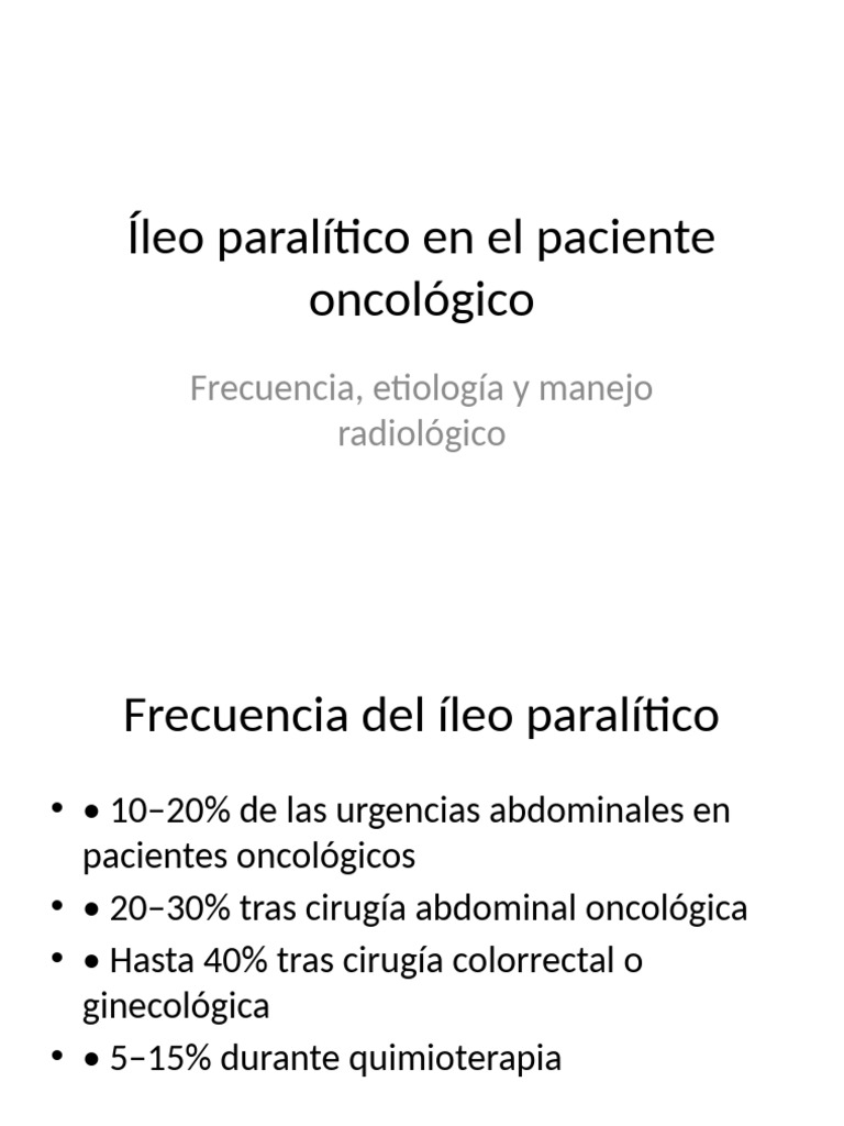 Íleo Paralítico en Pacientes Oncológicos | PDF