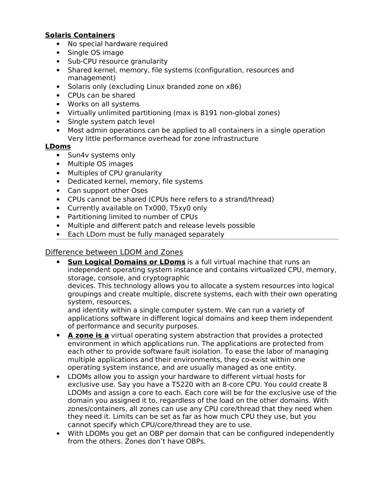 Ldom Vs Zones | PDF | Operating System | Central Processing Unit