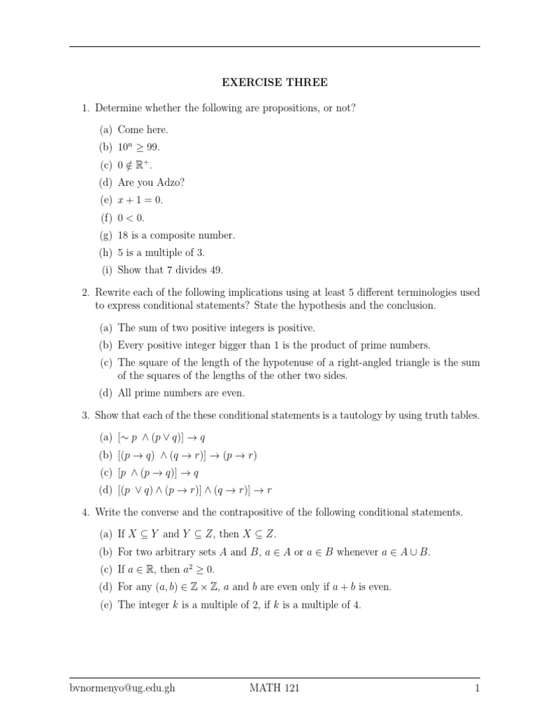 Propositions and Conditional Statements in Math | PDF