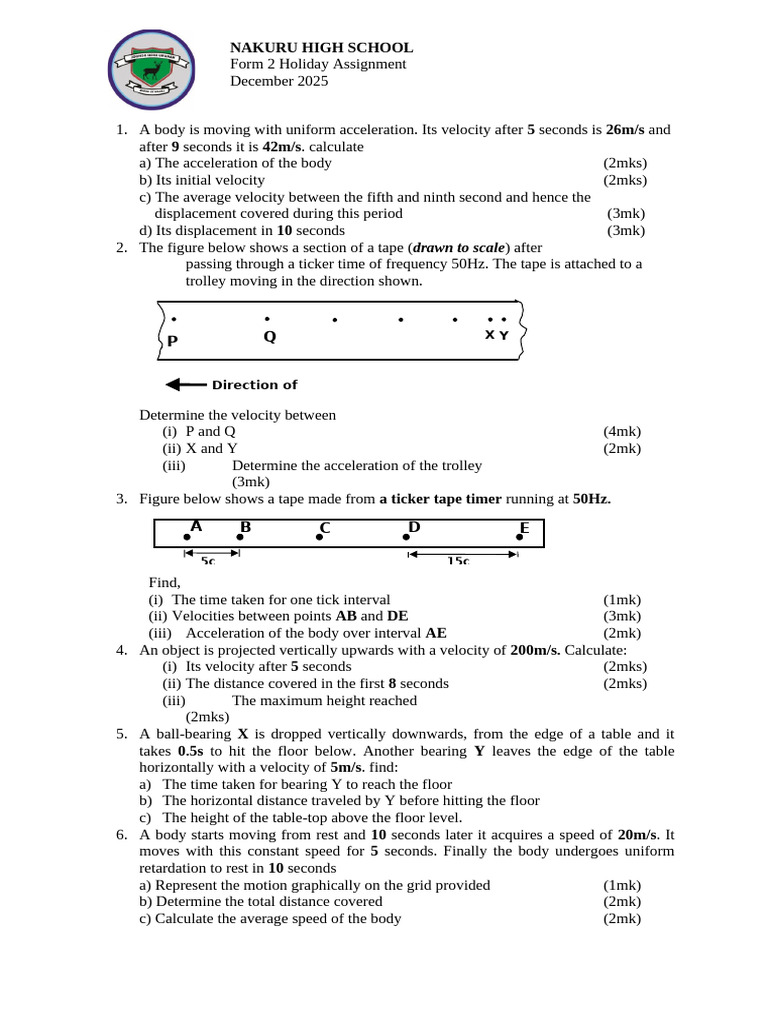 Physics Motion and Light Concepts Assignment | PDF | Collision | Newton ...