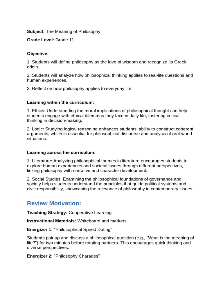 Philo Day 01 | PDF | Critical Thinking | Thought