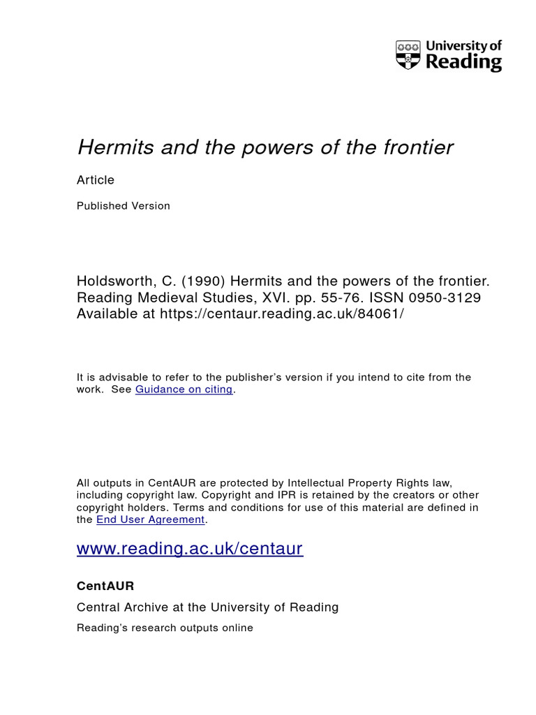 Hermits in Twelfth-Century England | PDF | Hermit | Rituals