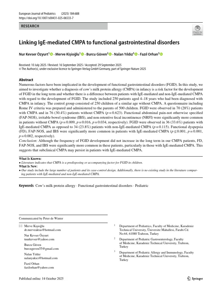 CMPA and Functional GI Disorders in Children | PDF | Allergy ...