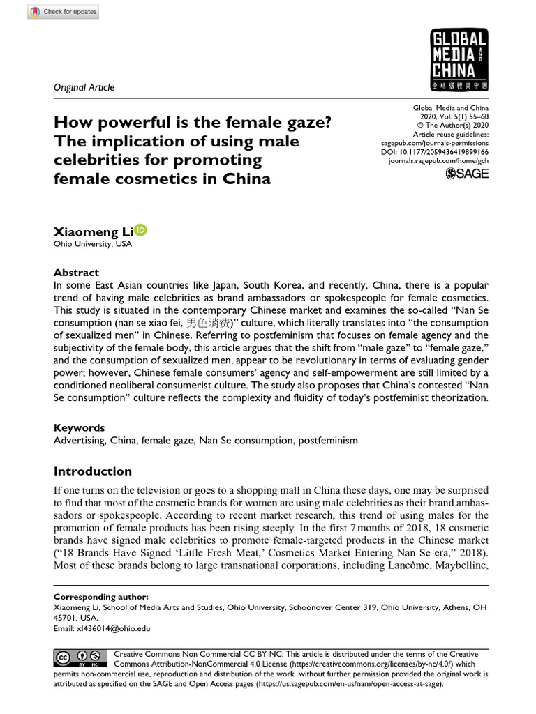 Li 2020 How Powerful is the Female Gaze the Implication of Using Male ...