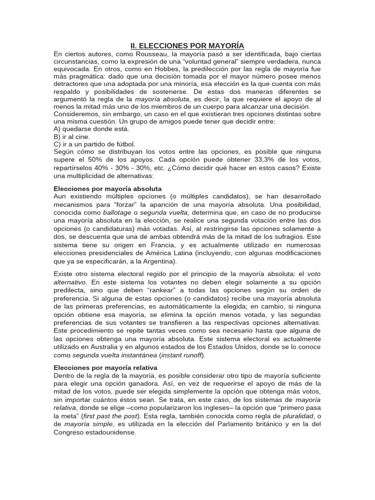 Elecciones Por Mayoria | PDF | Gobierno | Responsabilidad