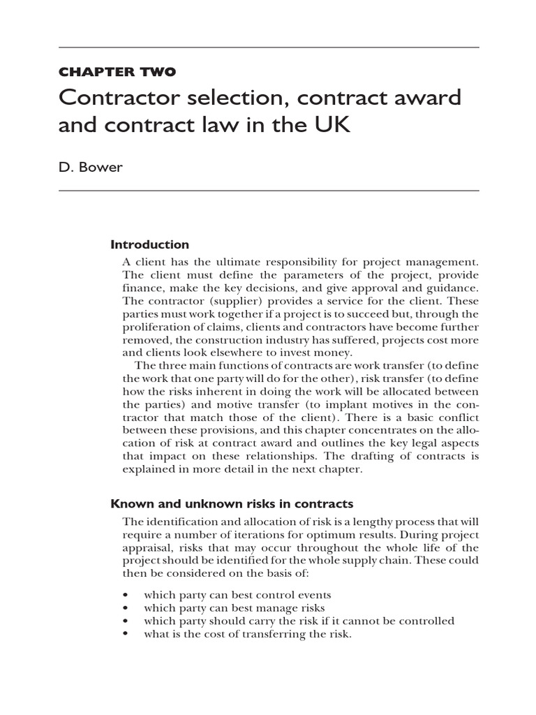 Bower 2015 Chapter Two Contractor Selection Contract Award and Contract ...