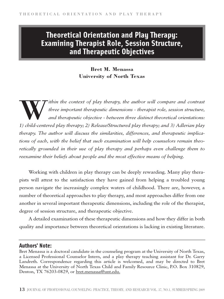 Play Therapy: Comparing Theoretical Approaches | PDF | Play Therapy ...