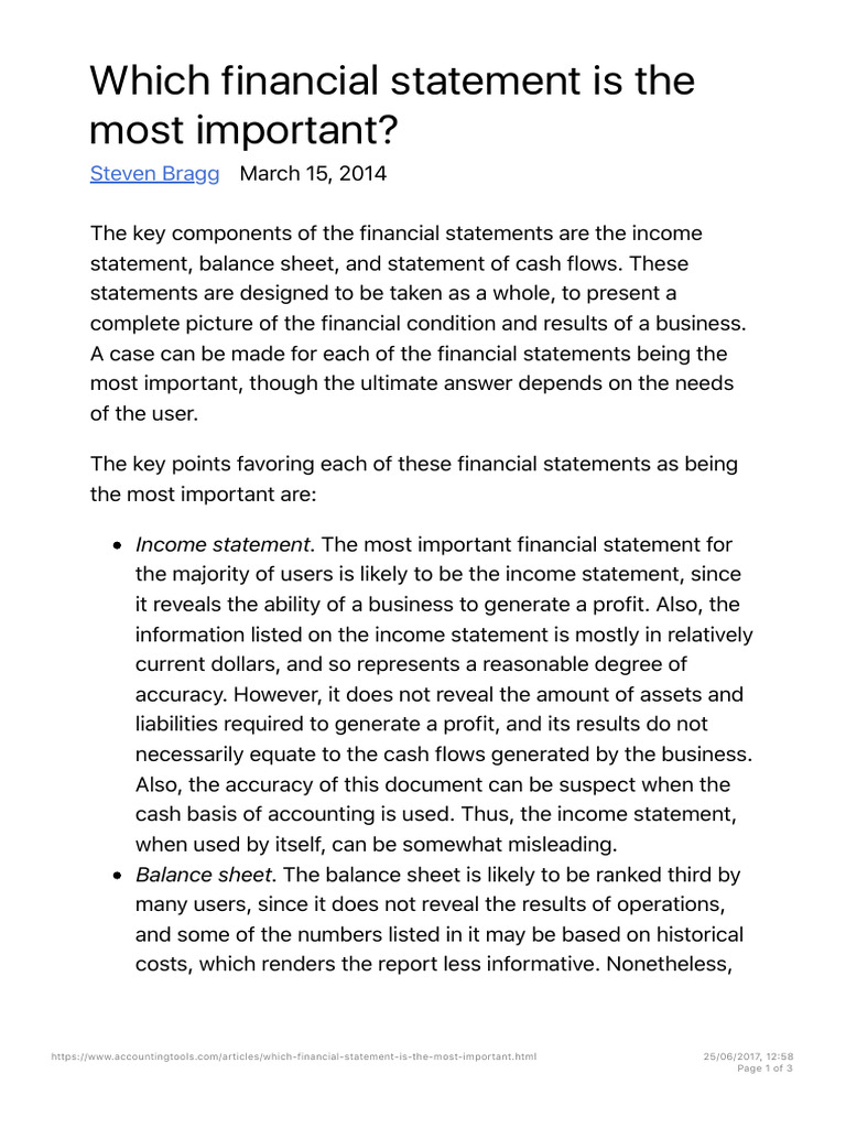Most Important Financial Statement Explained | PDF | Cash Flow ...