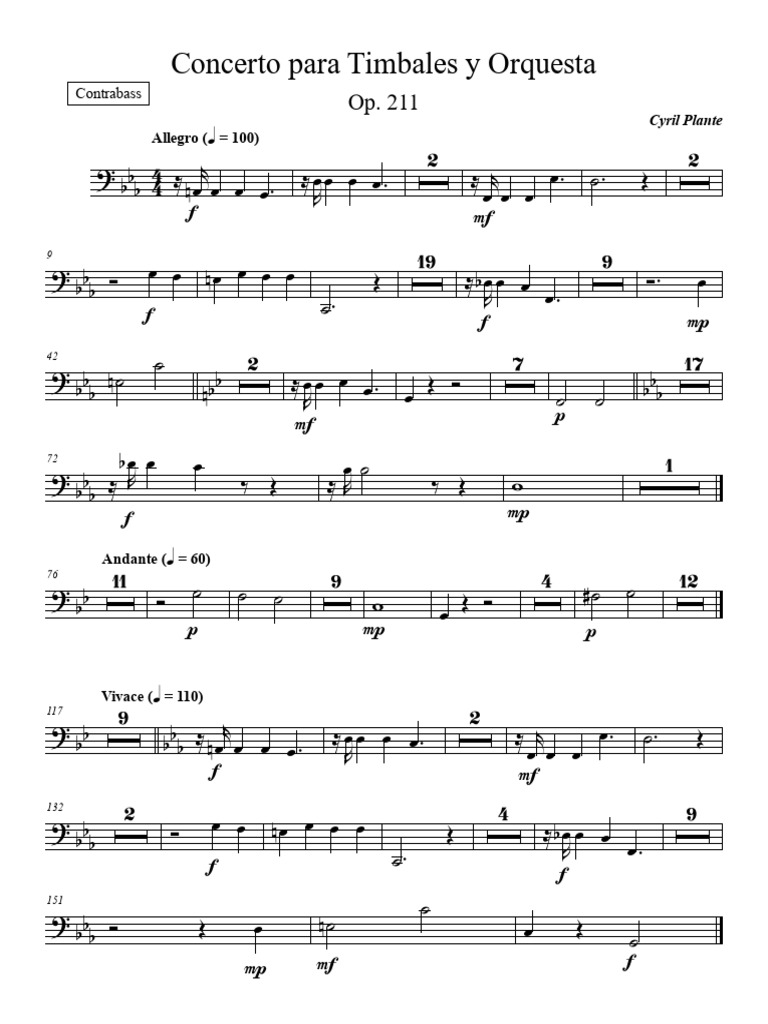 Cyril Plante - Concerto para Timbales (Contrabass) | PDF