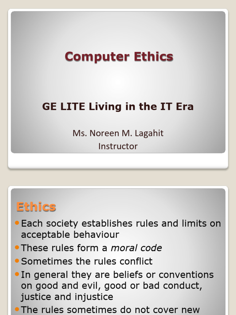 3rdLec Computer Ethics | PDF | Computer Security | Security