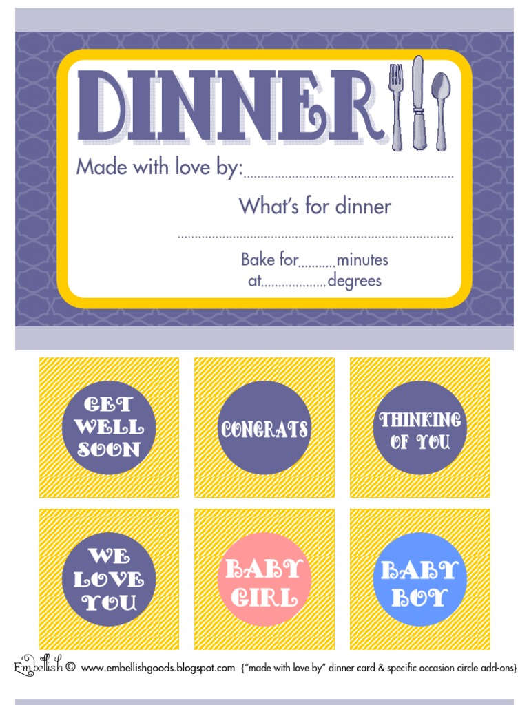 Compassionate Dinner Notecard Printables | PDF