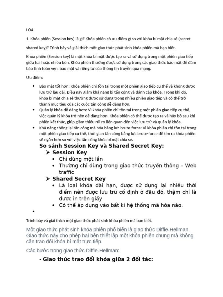 So Sánh Session Key Và Shared Secret Key: Session Key | PDF