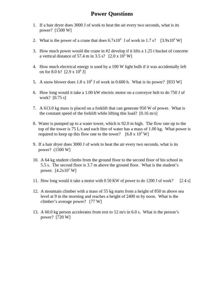 Power Calculations for Various Scenarios | PDF