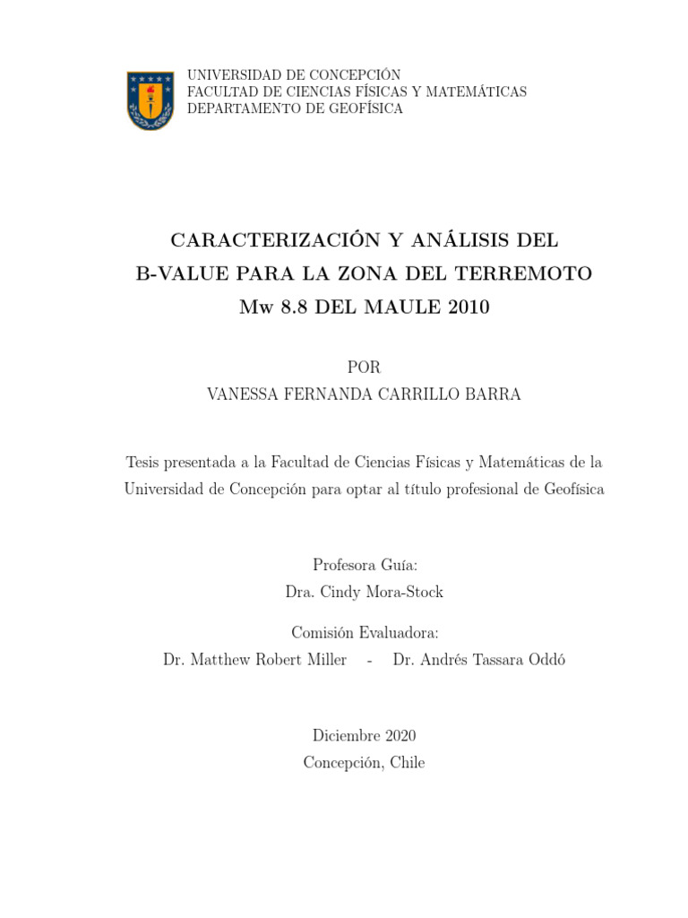 Análisis del b-value del Terremoto Maule 2010 | PDF | Temblores ...