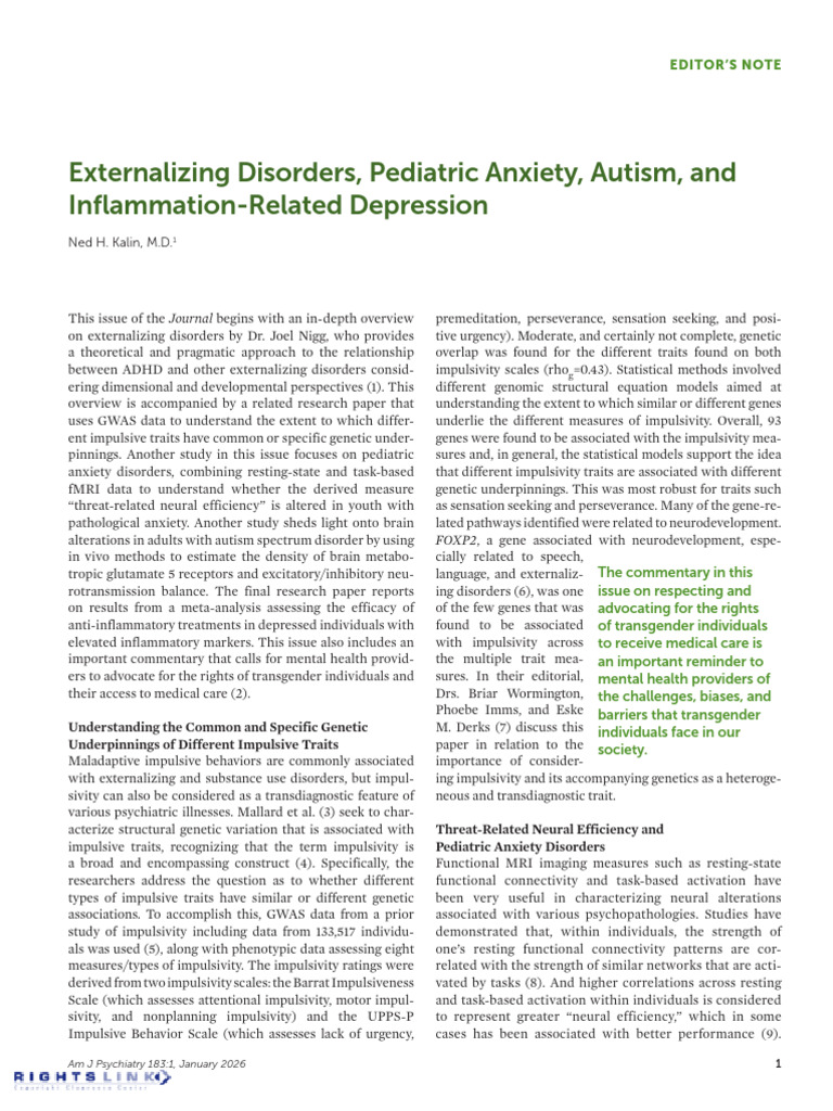Externalizing Disorders and Pediatric Anxiety | PDF | Impulsivity ...