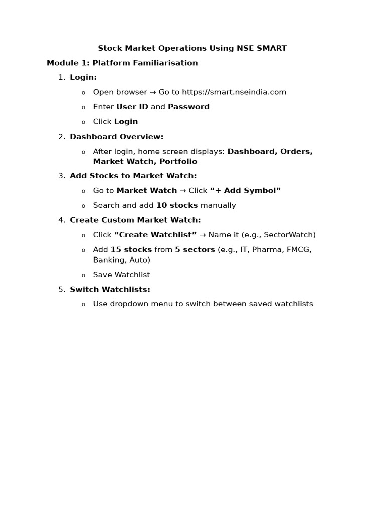 NSE SMART Stock Market Operations Guide | PDF | Day Trading | Financial ...