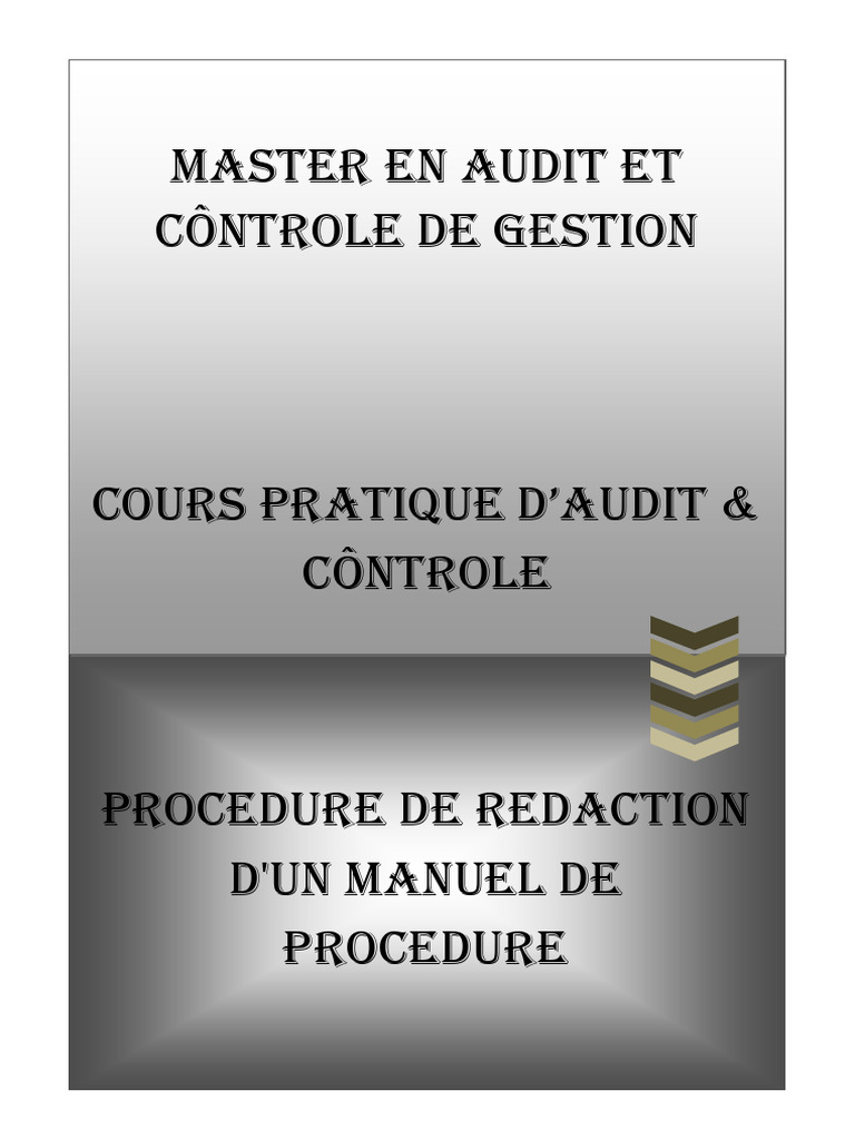 Rédaction d'un Manuel de Procédures | PDF | Contrôle interne | Comptabilité