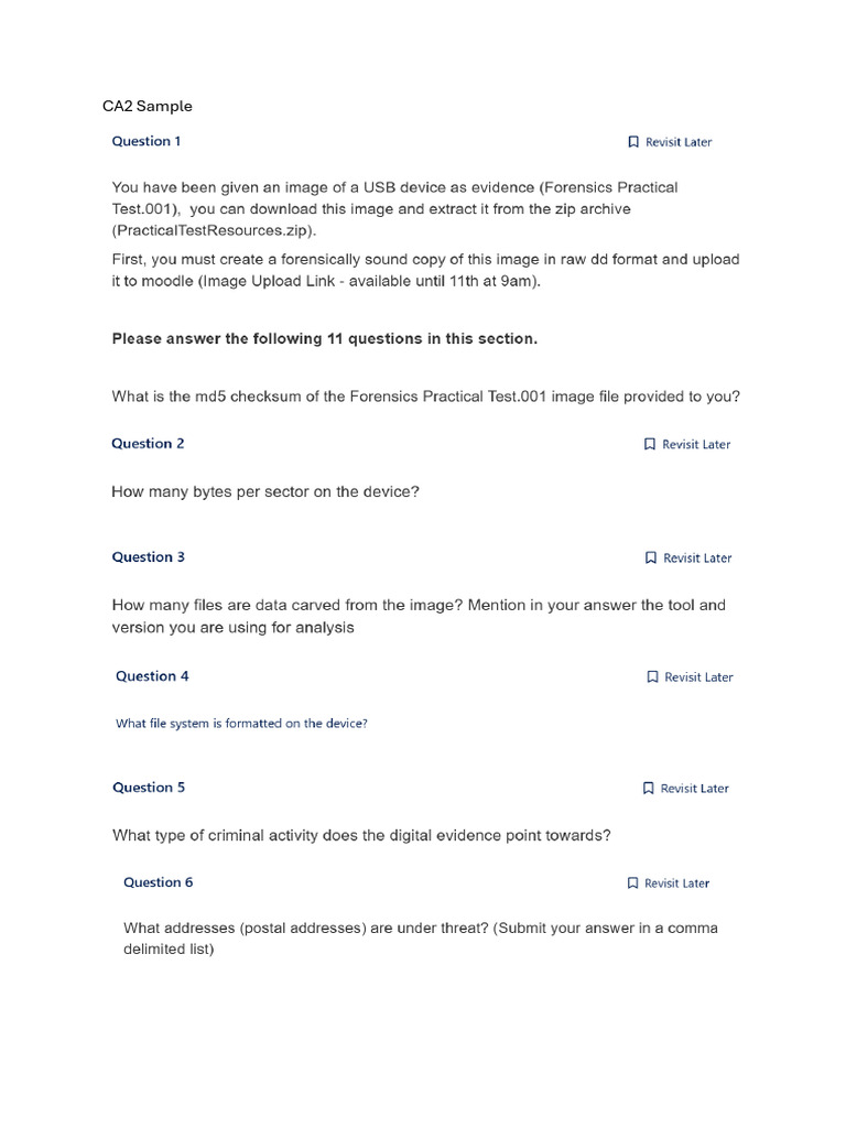 CA2 - Sample Questions | PDF