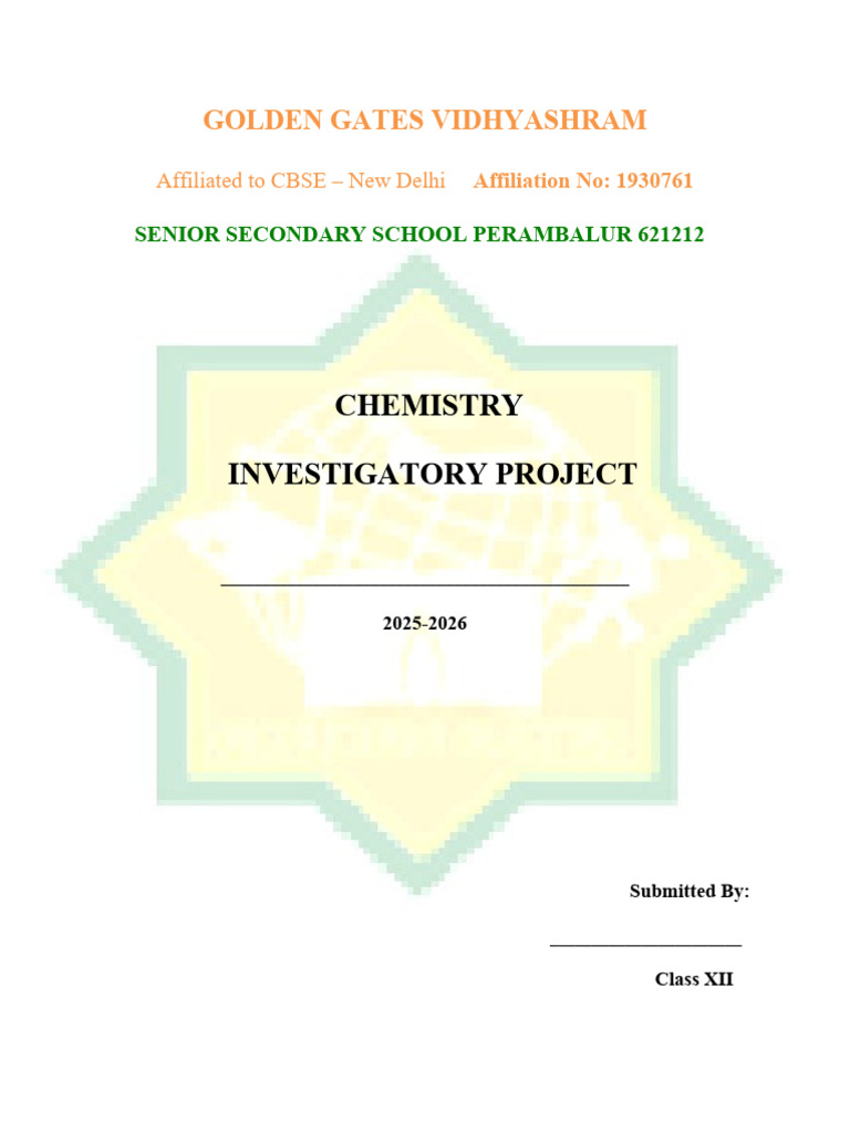 Class XII Chemistry Investigatory Project | PDF
