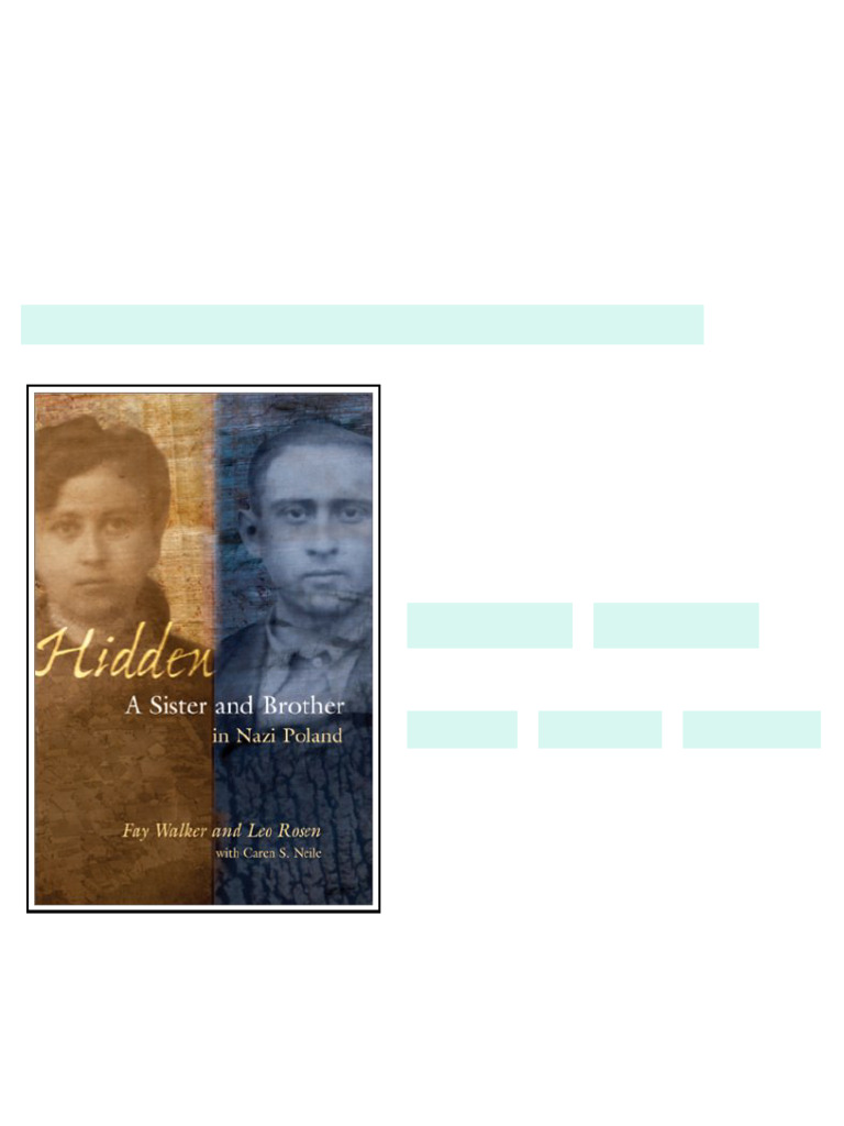 Hidden A Sister and Brother in Nazi Poland 1st Edition Fay Walker ...