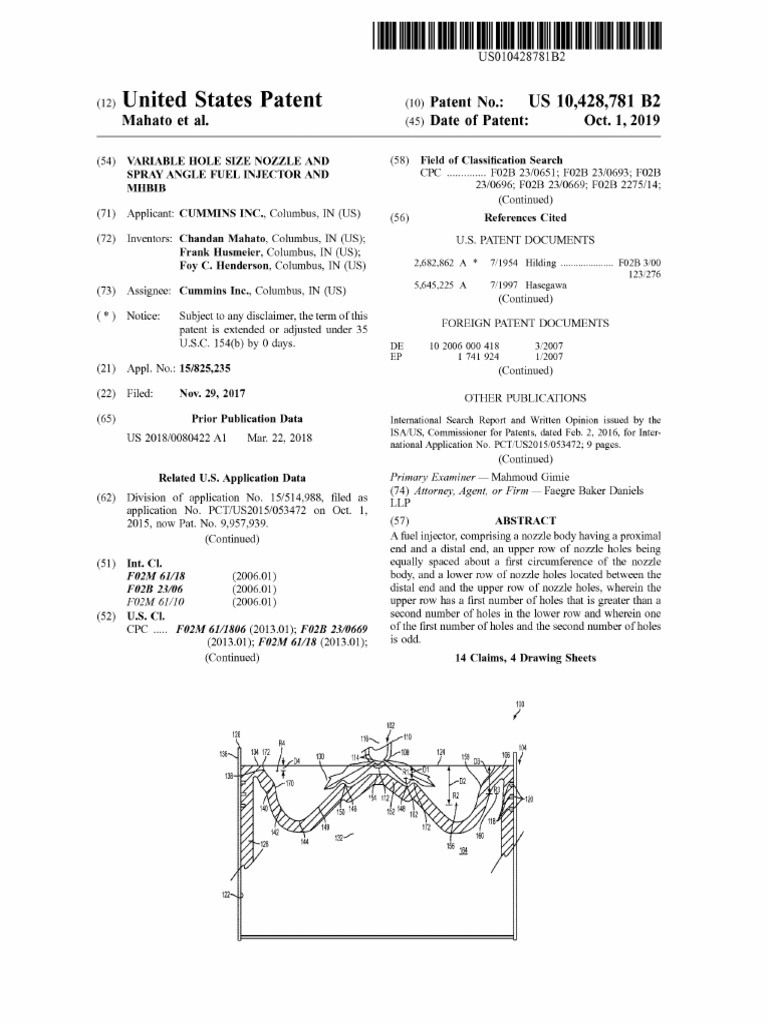 Variable Hole Size Nozzle and Spray Angle Fuel Injector And | PDF | Piston | Internal Combustion ...