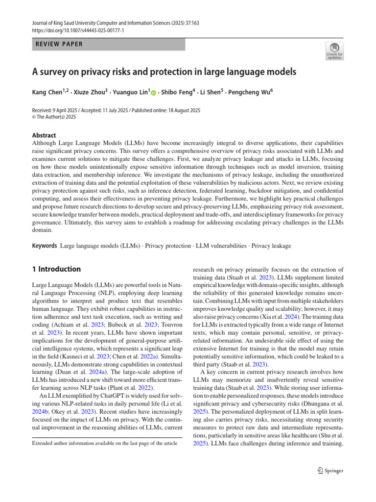 Privacy Risks in Large Language Models | PDF | Privacy | Computer Security