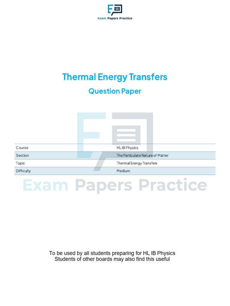 Thermal Energy Transfers in HL IB Physics | PDF | Latent Heat | Heat ...