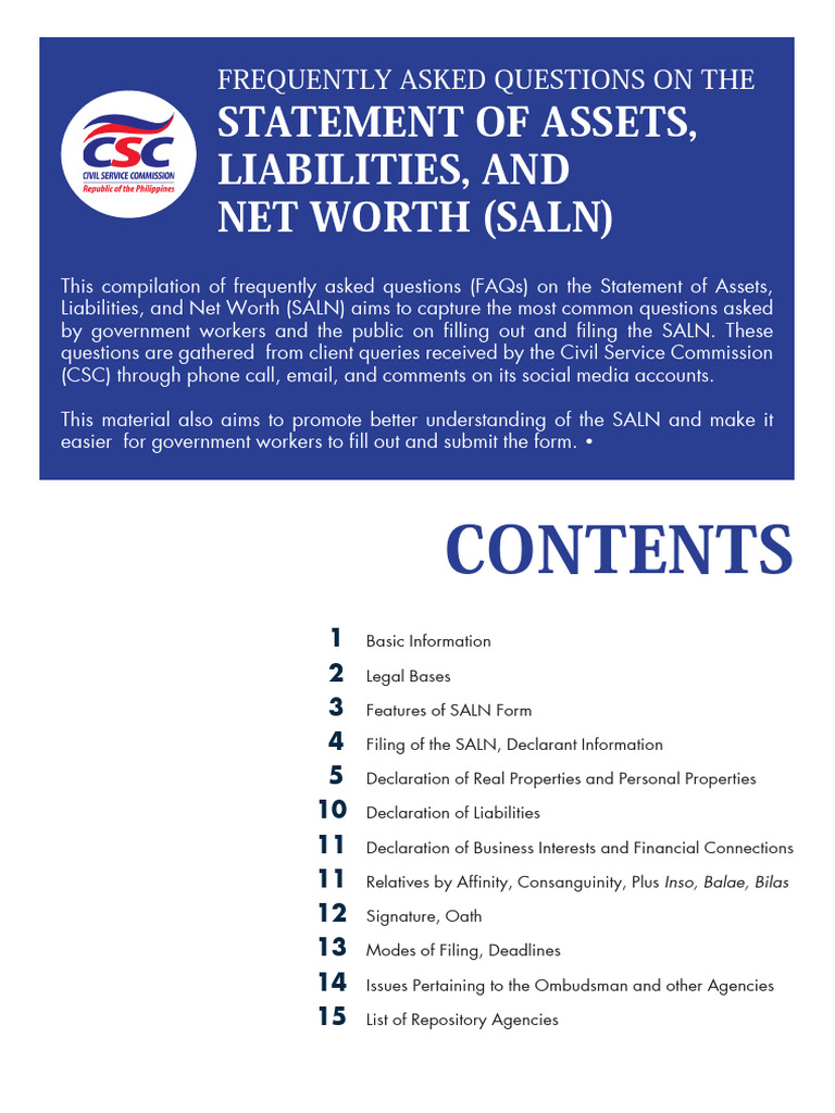SALN FAQs as of 29 April | PDF | Insurance | Economies