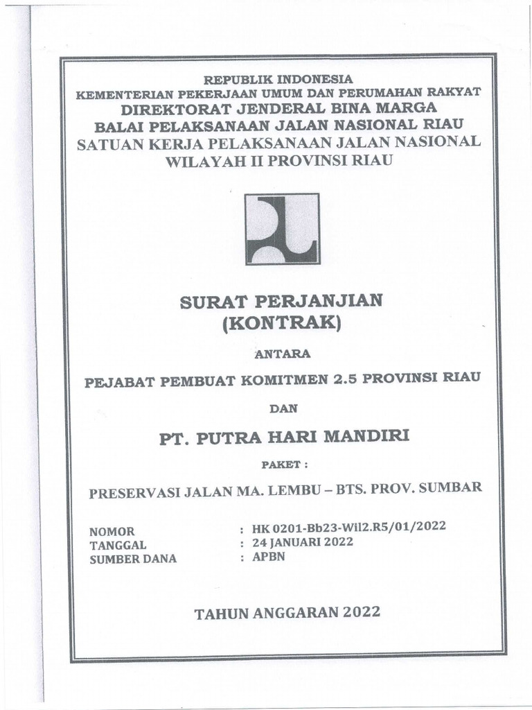Kontrak MA. Lembu PHM | PDF