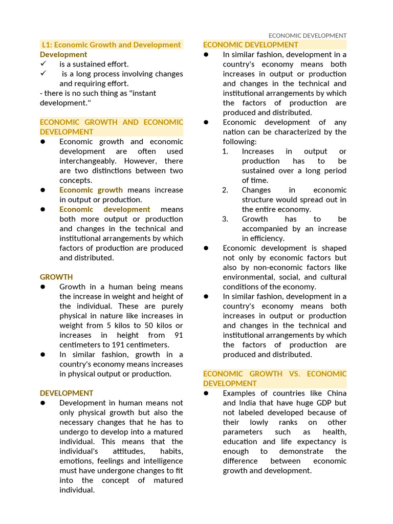 Eco Dev Notes | PDF | Cost Of Living | Economic Inequality