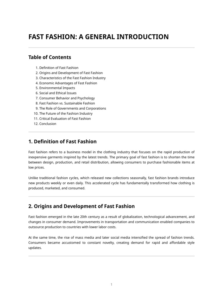 Fast Fashion - General Introduction (Academic English) | PDF ...