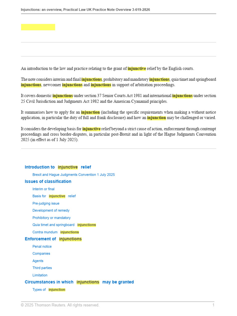 Injunctions an Overview | PDF | Injunction | Legal Remedy