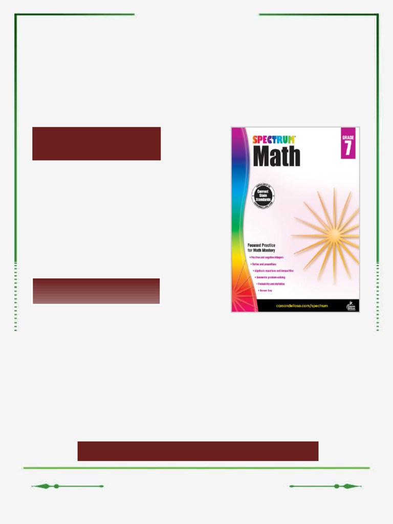 Spectrum Math Workbook Grade 7 Spectrum ebook compact edition | PDF ...