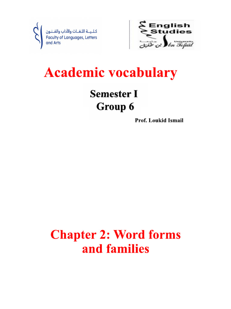 Word Forms and Families | PDF