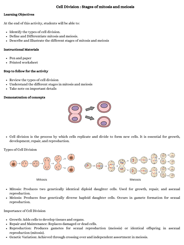 WISDOM-CELL-DIVISION | PDF | Meiosis | Mitosis