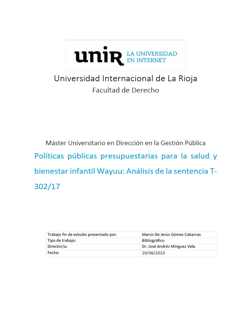 Políticas públicas presupuestarias para la salud y bienestar infantil ...