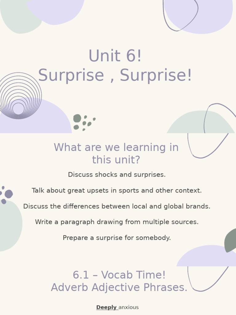 Unit 6 - Surprise Surprise | PDF | Clause | Adverb